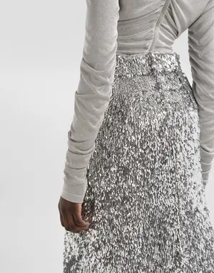 Dolce & Gabbana Sequined Midi Skirt - Silver
