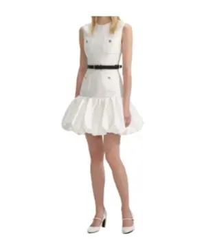 SELF-PORTRAIT Sleeveless Mini Dress With Belted Peplum Skirt