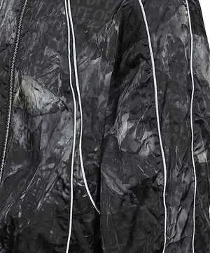 Off-White Crinkled Zip-up Windbreaker Jacket - Black