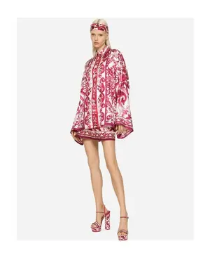 Dolce & Gabbana Majolica Print Batwing Sleeve Shirt