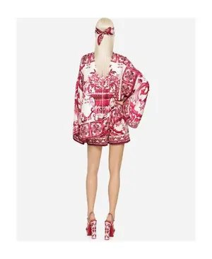 Dolce & Gabbana Majolica Print Batwing Sleeve Shirt