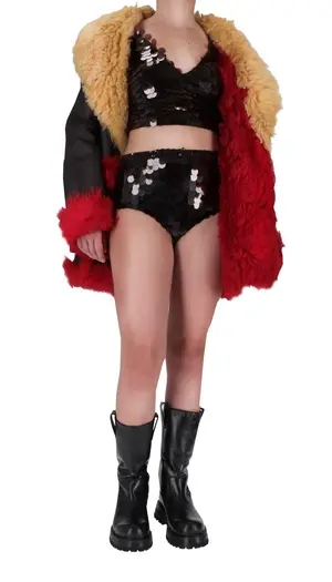 Prada Long Sleeve Fur Trimmed Coat