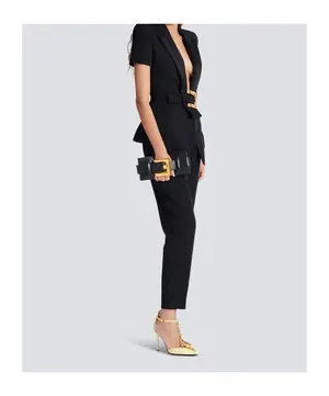 Balmain Belted V-neck Jacket - Black