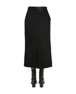 Raf Simons Buttoned Denim Midi Skirt