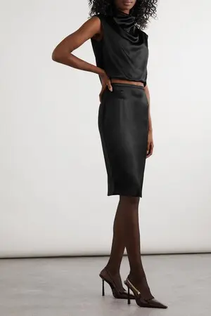 Saint Laurent Mid-rise Pencil Skirt - Black