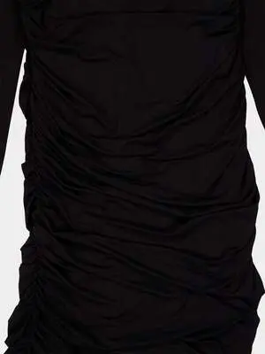 Balmain Pleated Jersey Midi Dress - Black