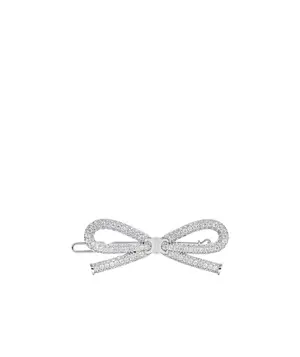 Celine Bow Hair Clip In Strass And Brass With Rhodium Finish - Silver