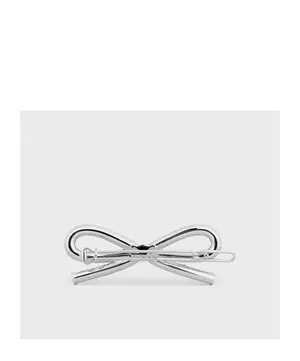 Celine Bow Hair Clip In Strass And Brass With Rhodium Finish