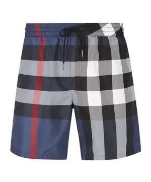 Burberry Checked Drawstring Swim Shorts - Black