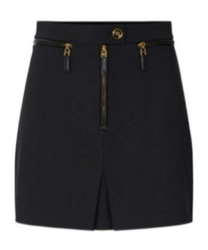 Elisabetta Franchi Zipped Double Layer Crêpe Skirt - Black