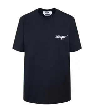 MSGM Logo Detail Crewneck T-shirt - Black