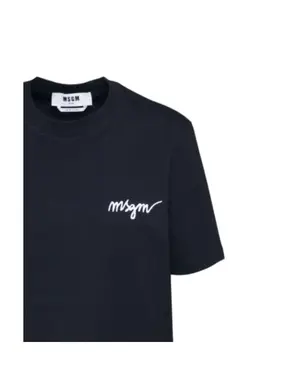 MSGM Logo Detail Crewneck T-shirt - Black
