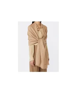 Max Mara Logo Embroidered Scarf - Camel