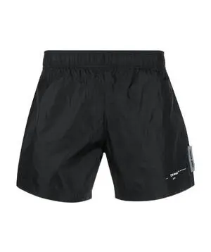 Off-White Logo Print Swim Trunks - Black