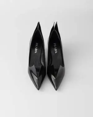 Prada Pointed-toe Slip-on Pumps With Patent Heel - Black