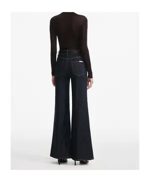 SELF-PORTRAIT Flared High-rise Jeans - Indigo