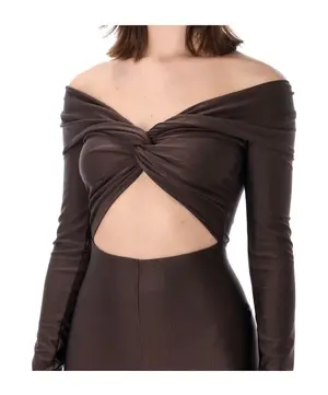 Andamane Stretch Off-shoulder Cut-out Jumpsuit - Black