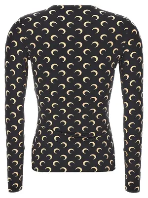 MARINE SERRE Moon Print Crewneck Long Sleeve T-shirt - No