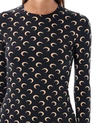MARINE SERRE Moon Print Crewneck Long Sleeve T-shirt - No