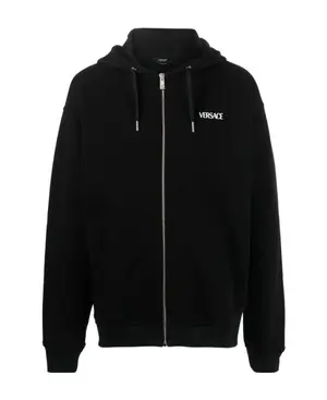 Versace Graphic Printed Zipped Hoodie