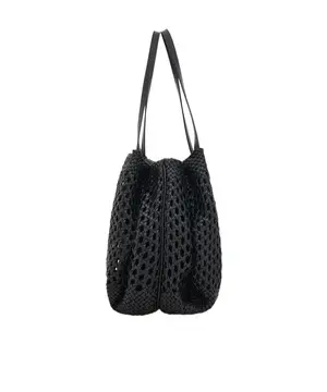 FERRAGAMO Woven Tote Bag With Gancio Buckle - Black