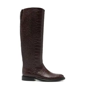 Dark Red Knee High Boots For Women