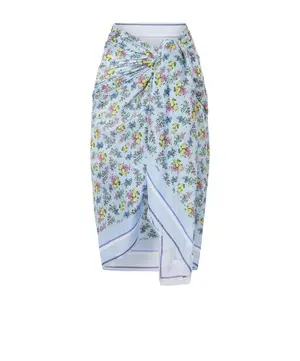 Dolce & Gabbana Dolce Gabbana Floral Printed Frayed Trim Sarong - Blue
