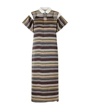 Sacai Striped Midi Dress - Black
