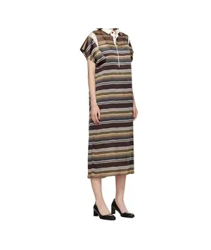 Sacai Striped Midi Dress - Black
