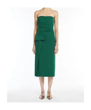 Max Mara Strapless Midi Dress With Asymmetric Ruffle