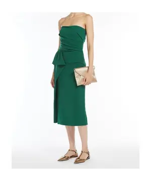 Max Mara Strapless Midi Dress With Asymmetric Ruffle