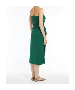 Max Mara Strapless Midi Dress With Asymmetric Ruffle