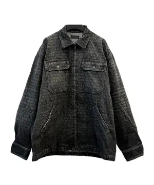 Balenciaga Allover Logo Printed Zip Jacket - Black