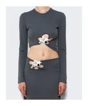 Christopher Esber Long Sleeve Crewneck Cut-out Top