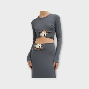 Christopher Esber Long Sleeve Crewneck Cut-out Top