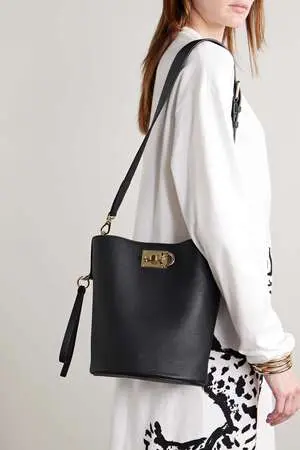 FERRAGAMO Gancini Buckle Bucket Shoulder Bag