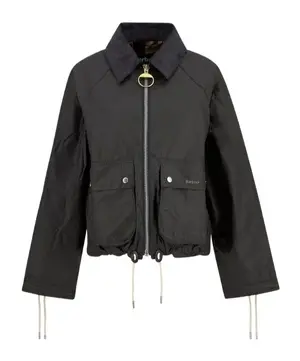 Barbour Corduroy Collar Zip-up Jacket - Black