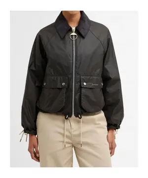 Barbour Corduroy Collar Zip-up Jacket - Black