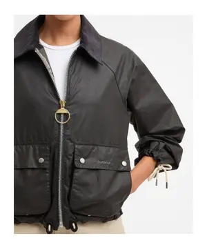Barbour Corduroy Collar Zip-up Jacket - Black