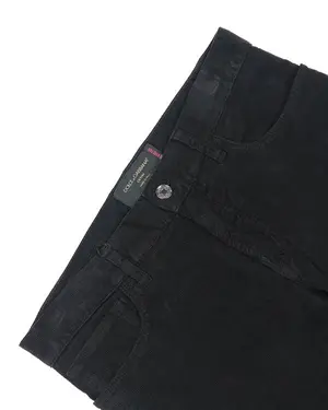 Dolce & Gabbana Logo Detail Corduroy Trousers - Black