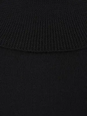 Saint Laurent Long Ribbed Knit Turtleneck Dress With Side Slits
