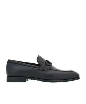 FERRAGAMO Gancini Buckle Slip-on Loafers - Black