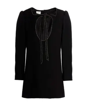 Dries Van Noten Embellished Long-sleeved Wool Dress
