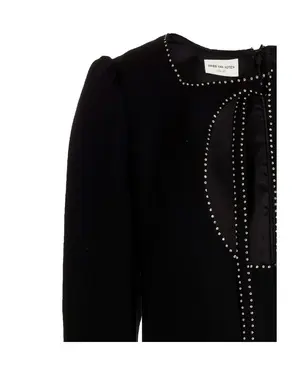 Dries Van Noten Embellished Long-sleeved Wool Dress