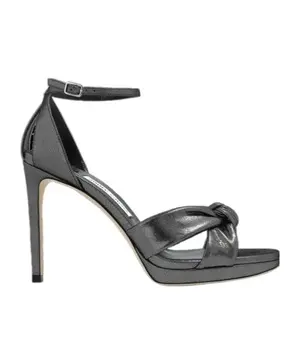 JIMMY CHOO Rosie 100 Knotted Platform Stiletto Sandals - Gray