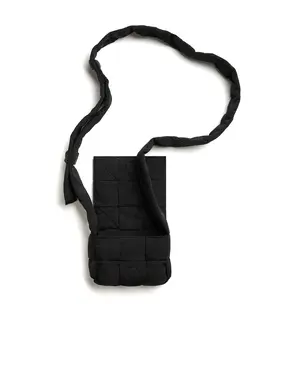 Bottega Veneta Cassette Mini Padded Intreccio Crossbody Bag - Black