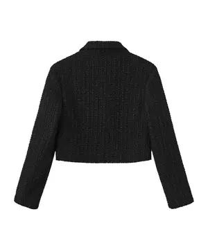 Marissa Chiara Cropped Tweed Jacket With Embellished Pockets