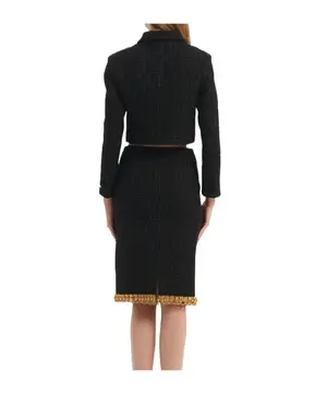 Marissa Chiara Cropped Tweed Jacket With Embellished Pockets