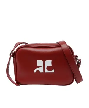 COURREGES Re-edition Logo Patch Zip-up Shoulder Bag - Red