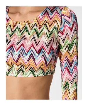 Missoni Zigzag Motif Long Sleeve Crop Top - Multicolor